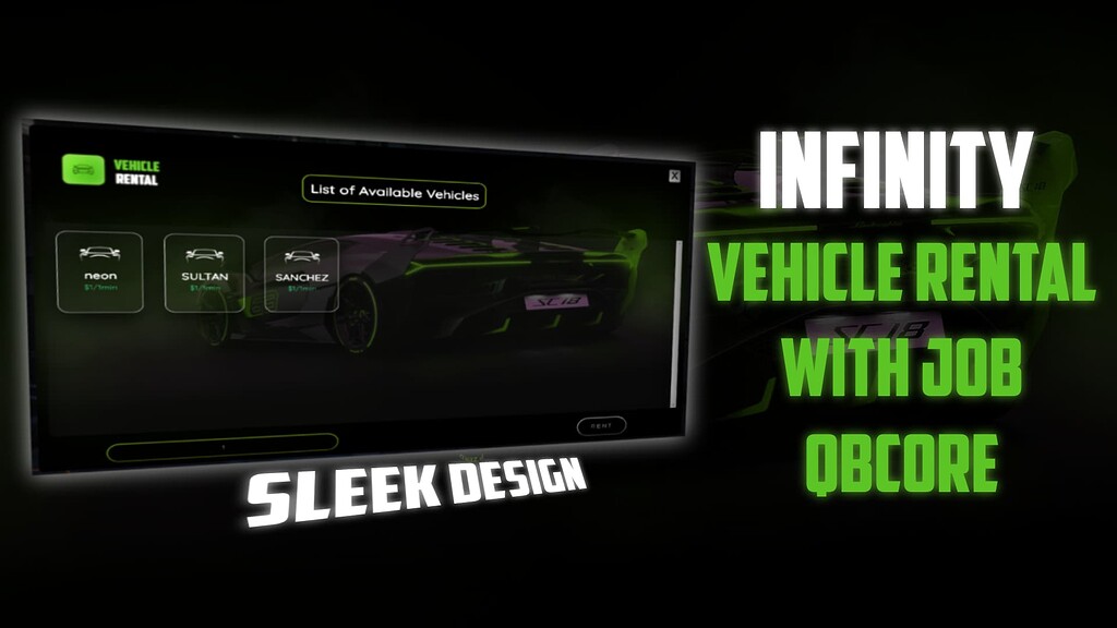 QBCORE - Infinity Vehicle Rental With Job (Very Optimized & New Design ...
