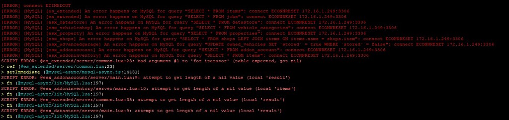 [Need Help With Database Error] - ES/ESX - Cfx.re Community