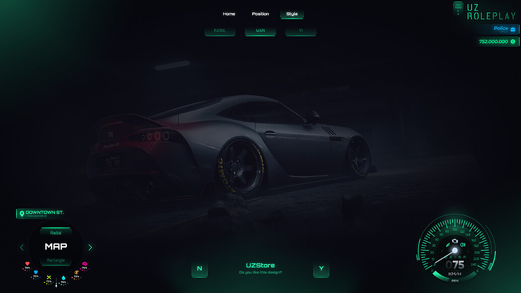[QBCore - ESX] Trygon Hud V2 | 3 Hud Design - 4 Status | RGB - Color ...
