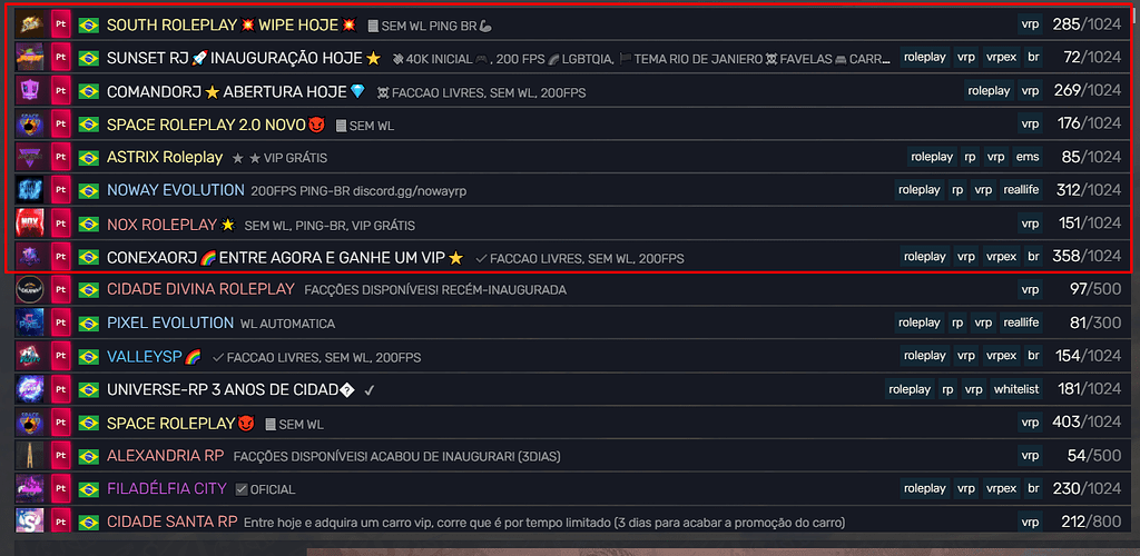 Upvotes BR List - FiveM Client Support - Cfx.re Community
