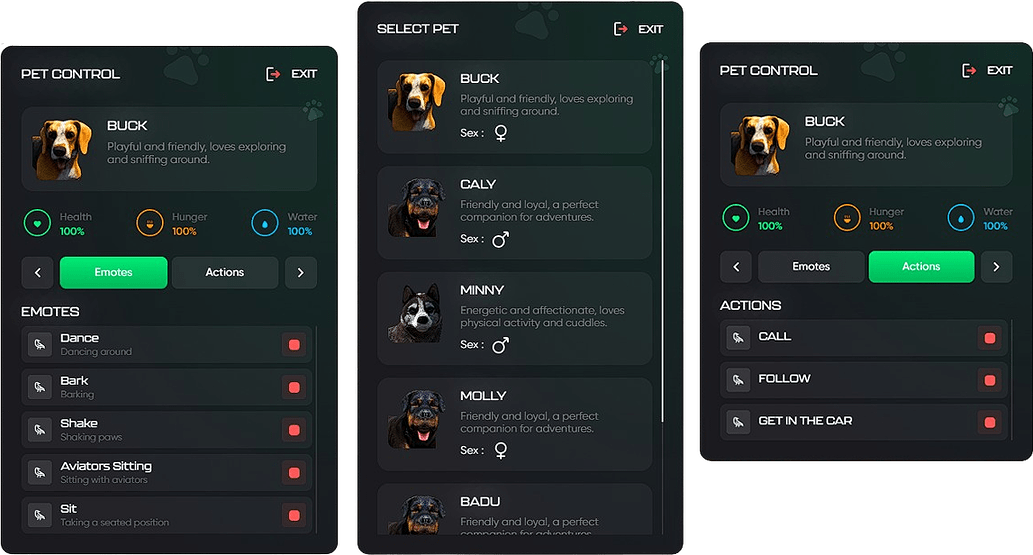 [PAID] [STANDALONE, QB, ESX] Pets System - FiveM Releases - Cfx.re ...