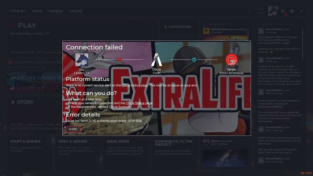 Authentication error - FiveM Client Support - Cfx.re Community