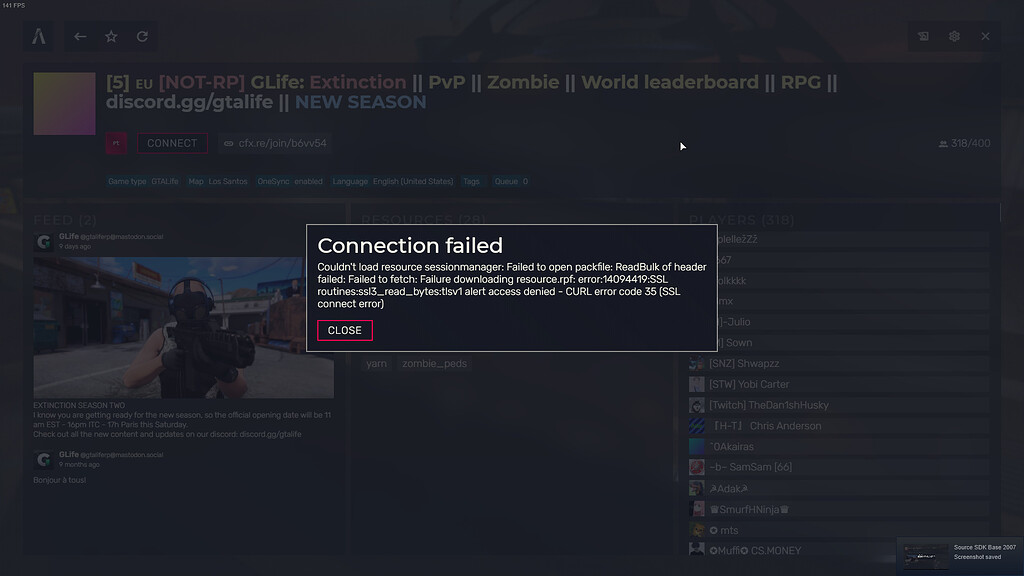 Connecting server problem - FiveM Client Support - Cfx.re Community