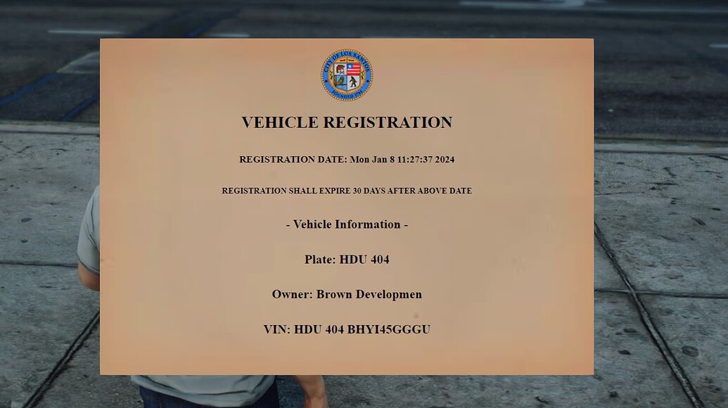[QB/ESX] [FREE] Vehicle Registration & Insurance (With VIN Numbers ...