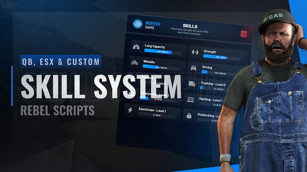 Rebel Skills | Advanced Skill System [QB / ESX / QBOX / CUSTOM] - FiveM ...