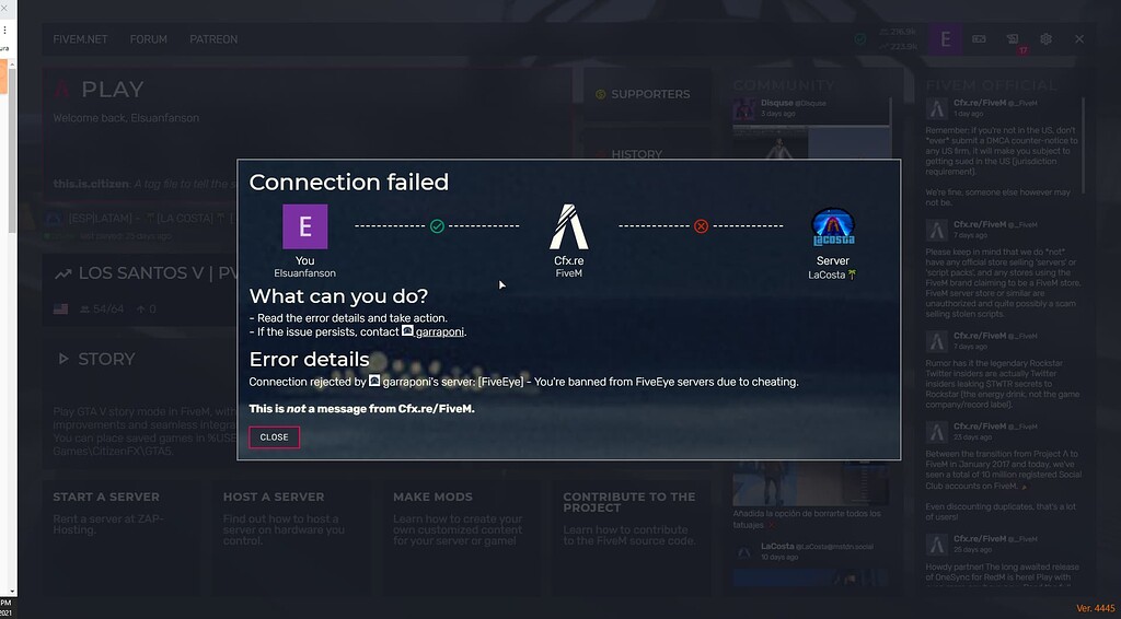 Cant play on the serber - FiveM Client Support - Cfx.re Community