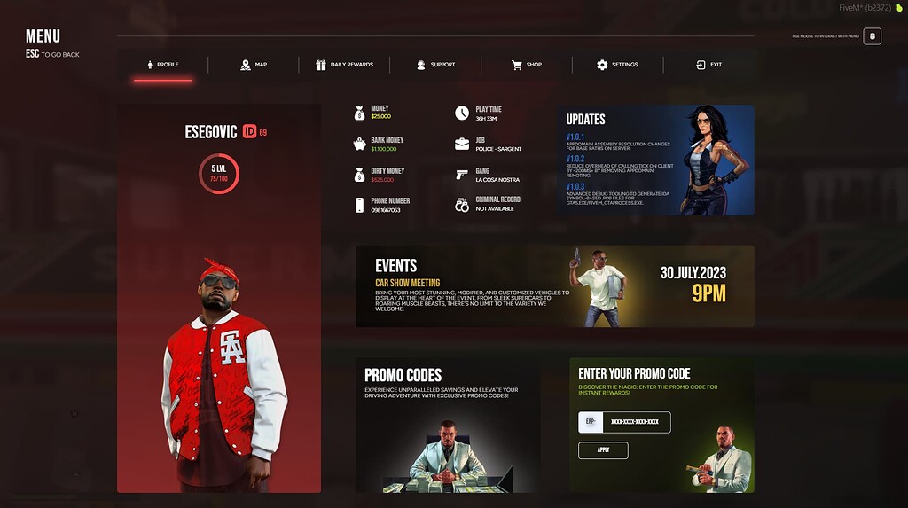 [PAID] Main Menu (Report System, Promo Codes, Daily Rewards) [ESX ...