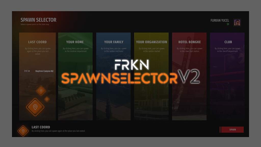 Advanced UI Spawn Selector FRKN-SPAWNSELECTORV2 - FiveM Releases - Cfx.re Community