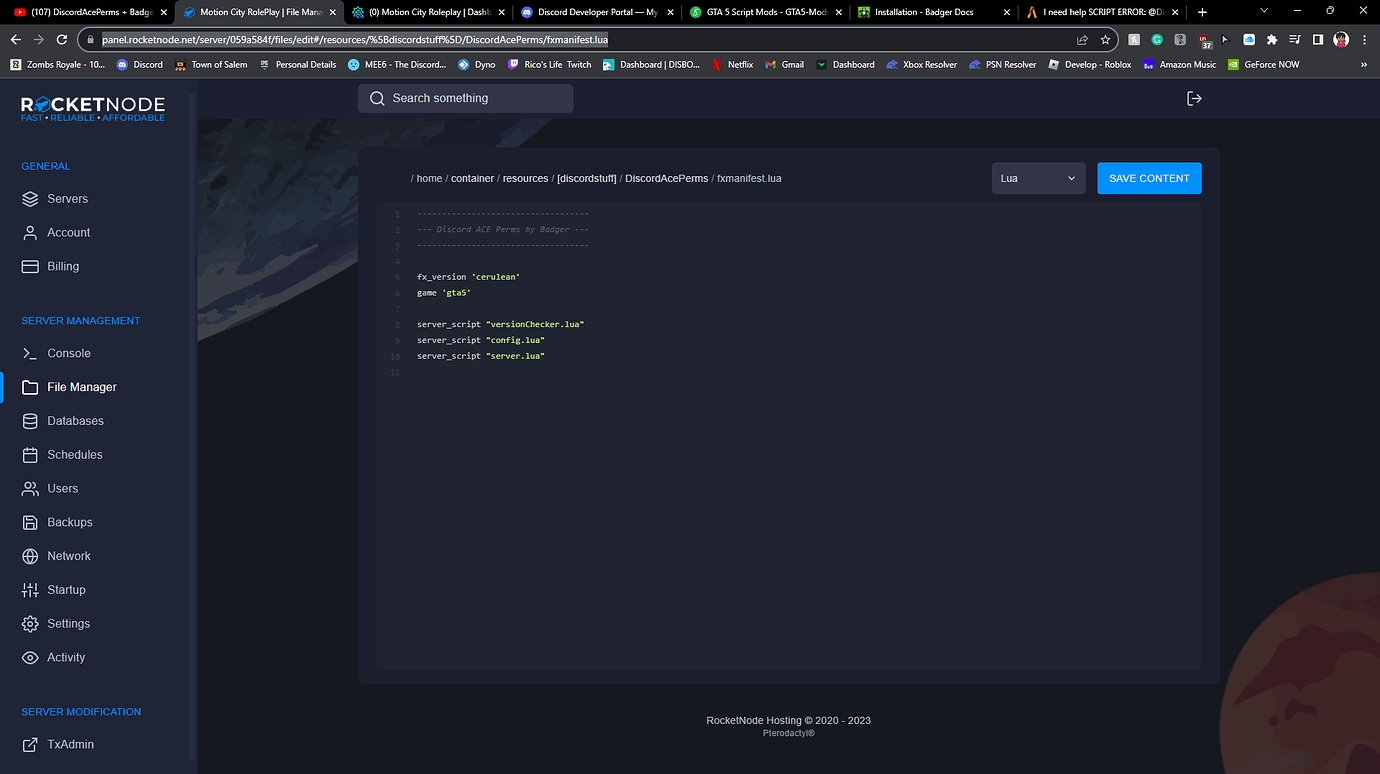 I need help SCRIPT ERROR: @DiscordAcePerms/server.lua:147: No such export ClearCache in resource ...