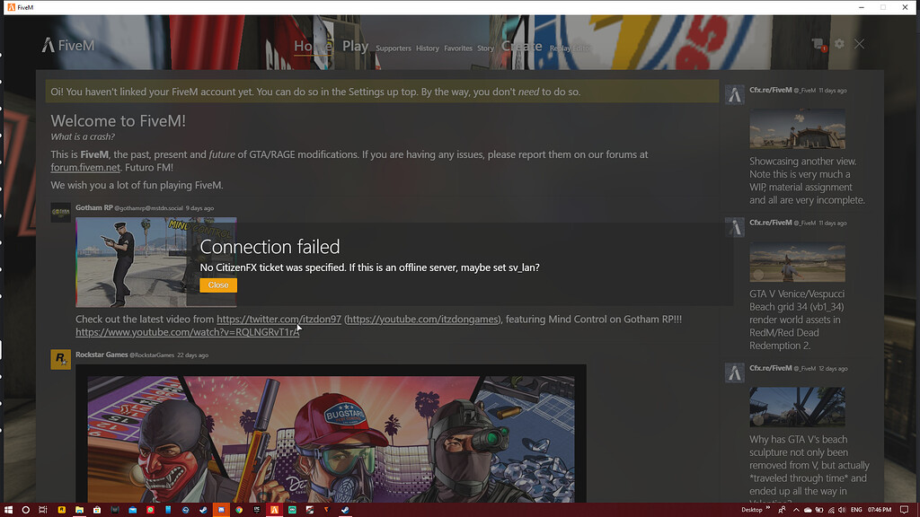 Five m citizenfx ticket error - FiveM Client Support - Cfx.re Community