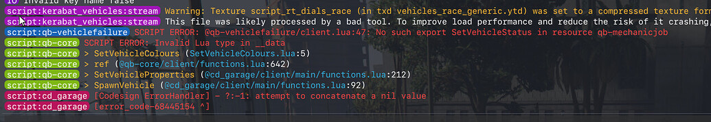 Help cdgarage, okoktuning error - QBCore - Cfx.re Community