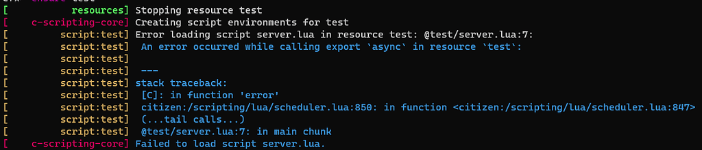 [Lua] Confusing error when calling async_retval from unyieldable thread/main - Bug Reports - Cfx ...