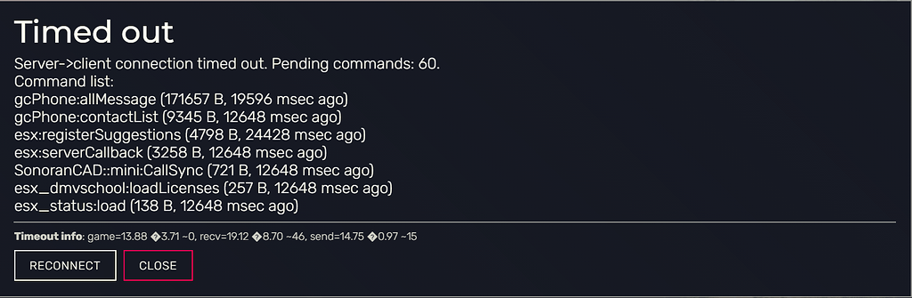 Server Client connecten timed out. Pending Commands: 63 - Server ...