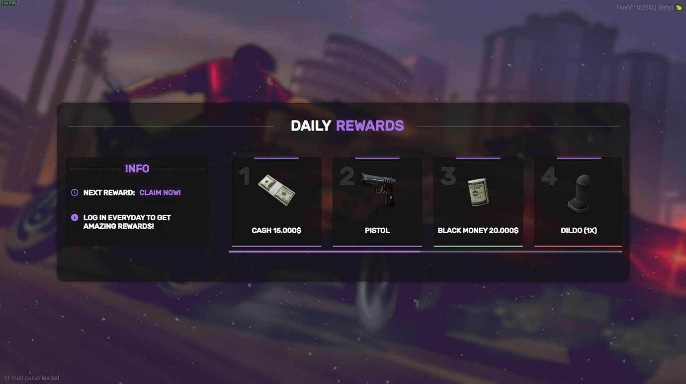 [20% DISCOUNT][PAID][QB/ESX] Daily Rewards System | Clean UI! - FiveM ...