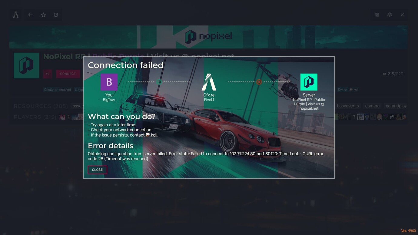 "Connection Failed" - FiveM Client Support - Cfx.re Community