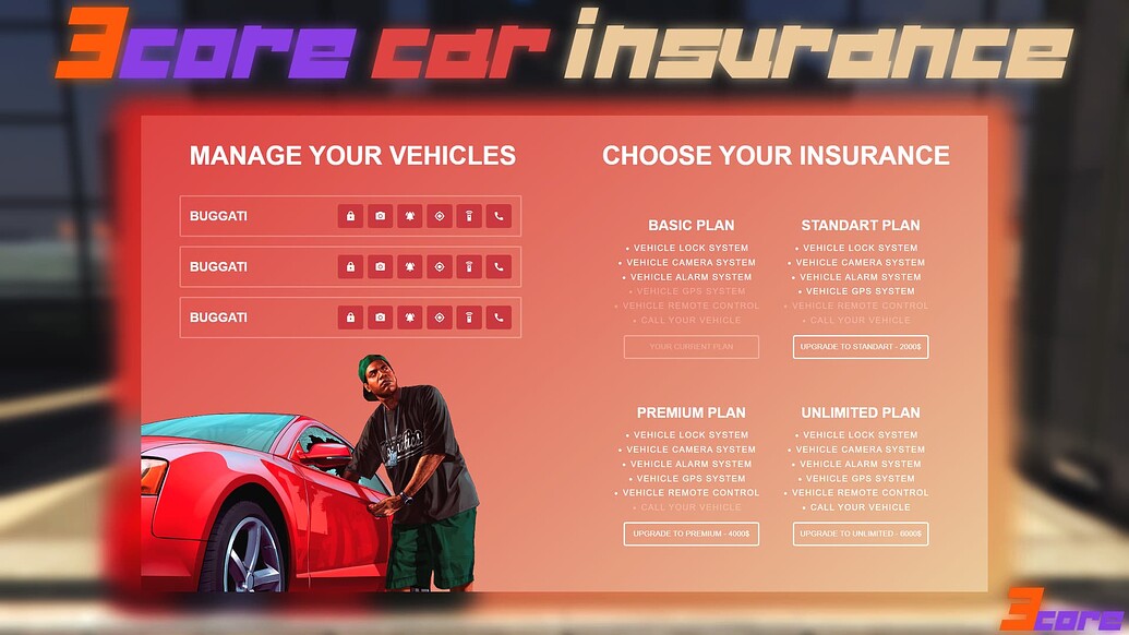 [PAID] [QBCore & ESX] 3Core Car Insurance V2 - FiveM Releases - Cfx.re ...