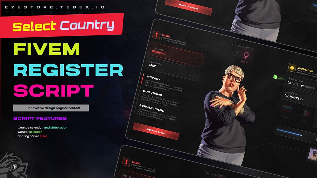 [PAID][ESX][QBCore] Select Country / Register Innovative Design ...