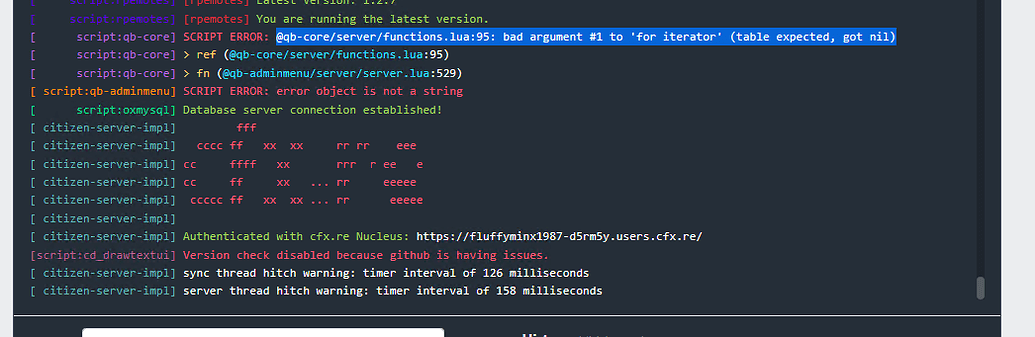 Qb-core/server/functions.lua:95: bad argument #1 to 'for iterator' (table expected, got nil ...