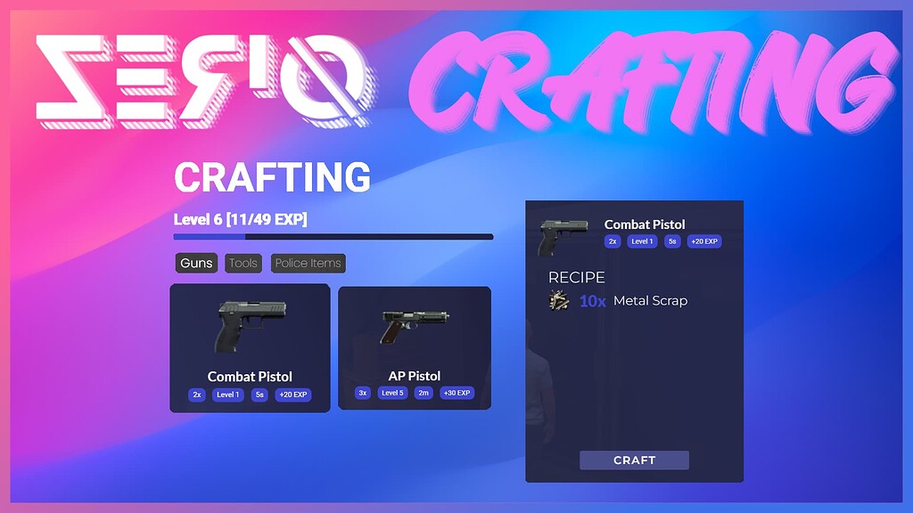 [PAID] [QB-Core, ESX] Zerio Crafting - FiveM Releases - Cfx.re Community