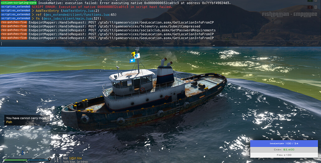 **[ES_EXTENDED] Script Error: Execution of native 0000000032ca01c3 in script host failed - ES ...