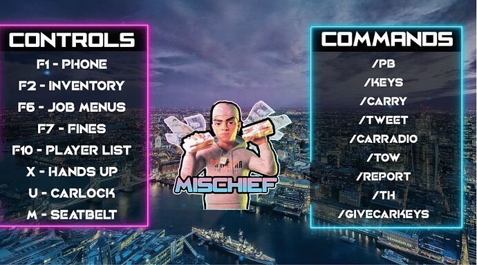 Mischief RP UK Based Serious RP😈 - Server Bazaar - Cfx.re Community