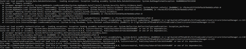 Exception loading assembly - Resource Support - Cfx.re Community