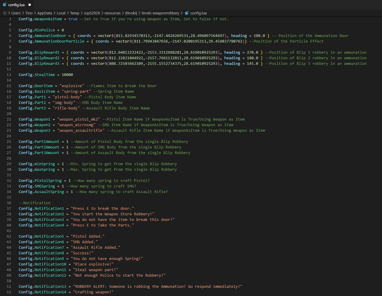 [FREE] [ESX] Weapon Robbery / Craft By TinoKi - FiveM Releases - Cfx.re ...
