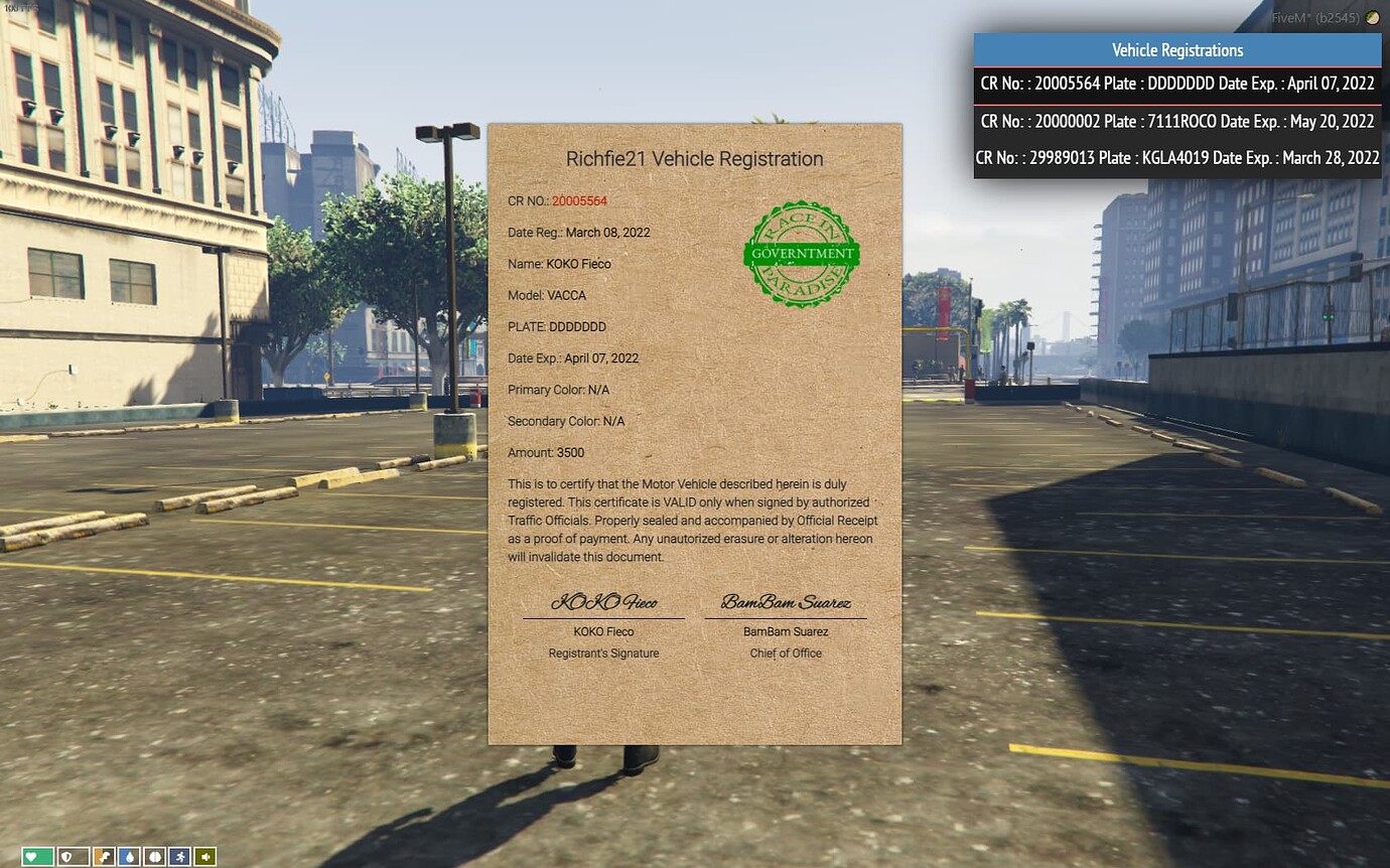[ESX] [QB] [PAID] RF21 Vehicle Registration - FiveM Releases - Cfx.re Community