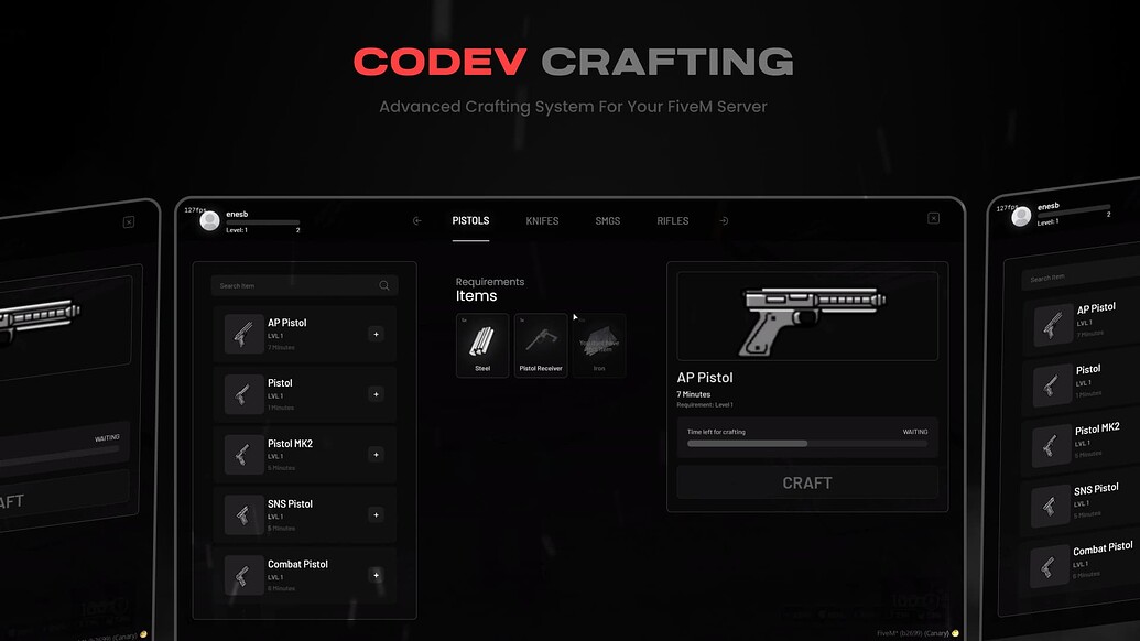 Advanced Crafting | CODEV Crafting [QBCore & ESX] - FiveM Releases ...