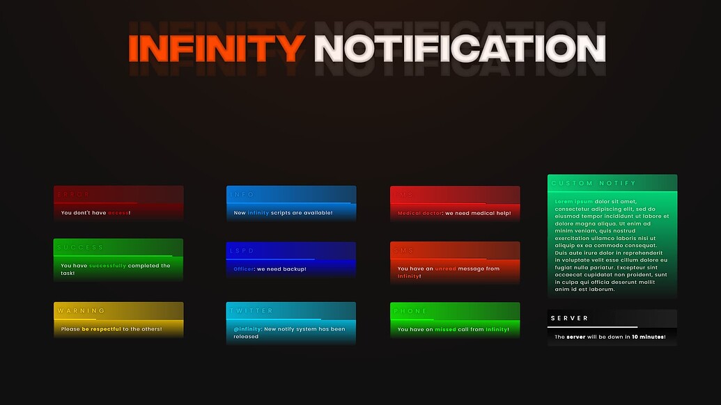 [PAID] [ESX/QBCORE] Infinity - Notification system - FiveM Search