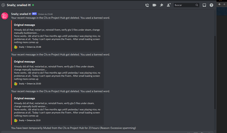 Fivem don't start at all AND Discord muted for more than 23 hours ...