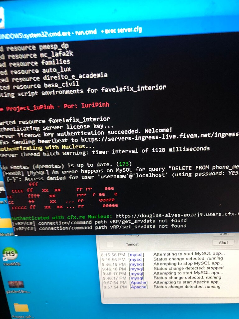 Erro MySQL and others - Server Discussion - Cfx.re Community