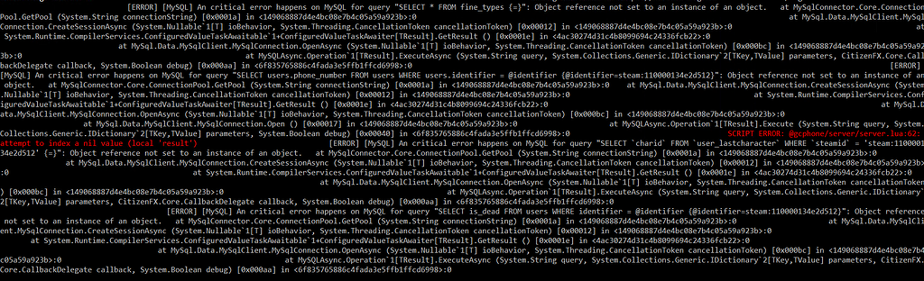 [MYSQL] an critical error happens on MYSQL - ES/ESX - Cfx.re Community