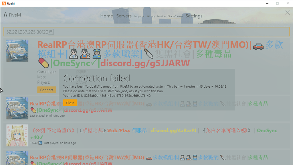 Global ban for 13 days!? - FiveM Client Support - Cfx.re Community