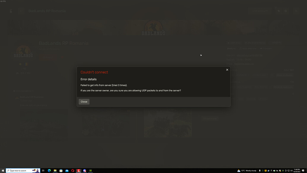Fetching info from the server error RedM and FiveM servers too - RedM Client Support - Cfx.re ...