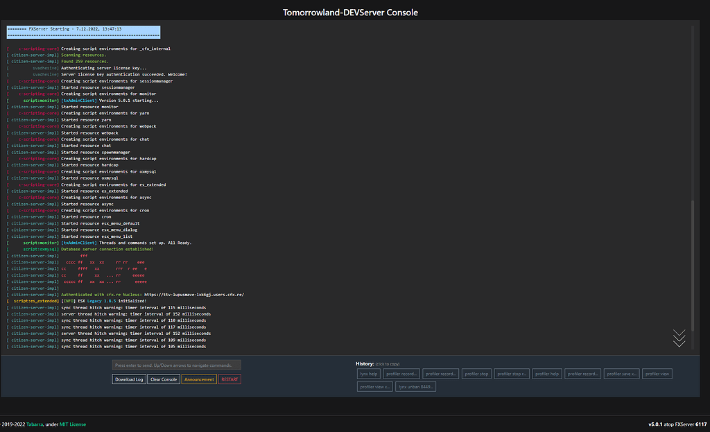 Server & Thread Hitch-Warnings with no resources loaded - Server Owners - Cfx.re Community
