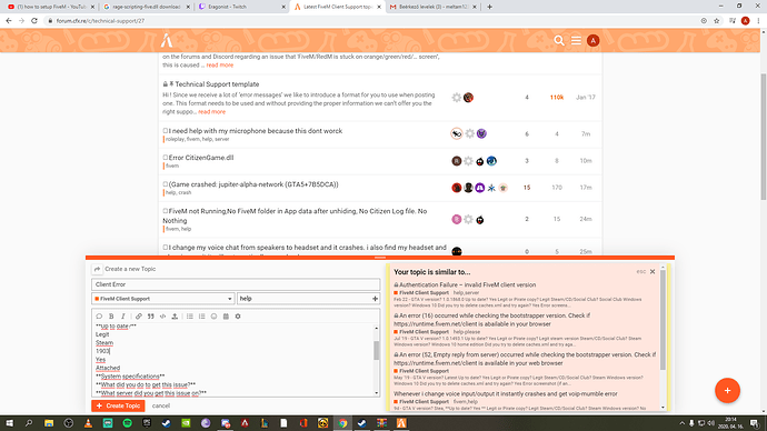 Client Error - FiveM Client Support - Cfx.re Community