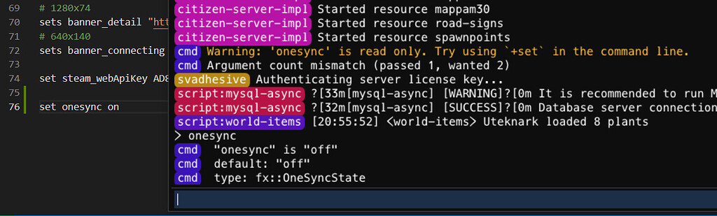 Onesync can't be enabled via server.cfg - Bug Reports - Cfx.re Community