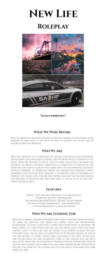 New Life Roleplay Community. Looking for members! - Server Bazaar - Cfx ...