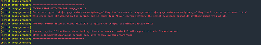 Problem with the ESCROW ERROR DETECTED (ex. farming_creator or some ...