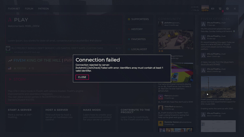 Fivem connection rejected txadmin - FiveM Client Support - Cfx.re Community