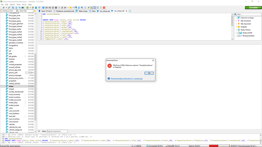 Fivem Server Problems (DataBase) - Resource Support - Cfx.re Community