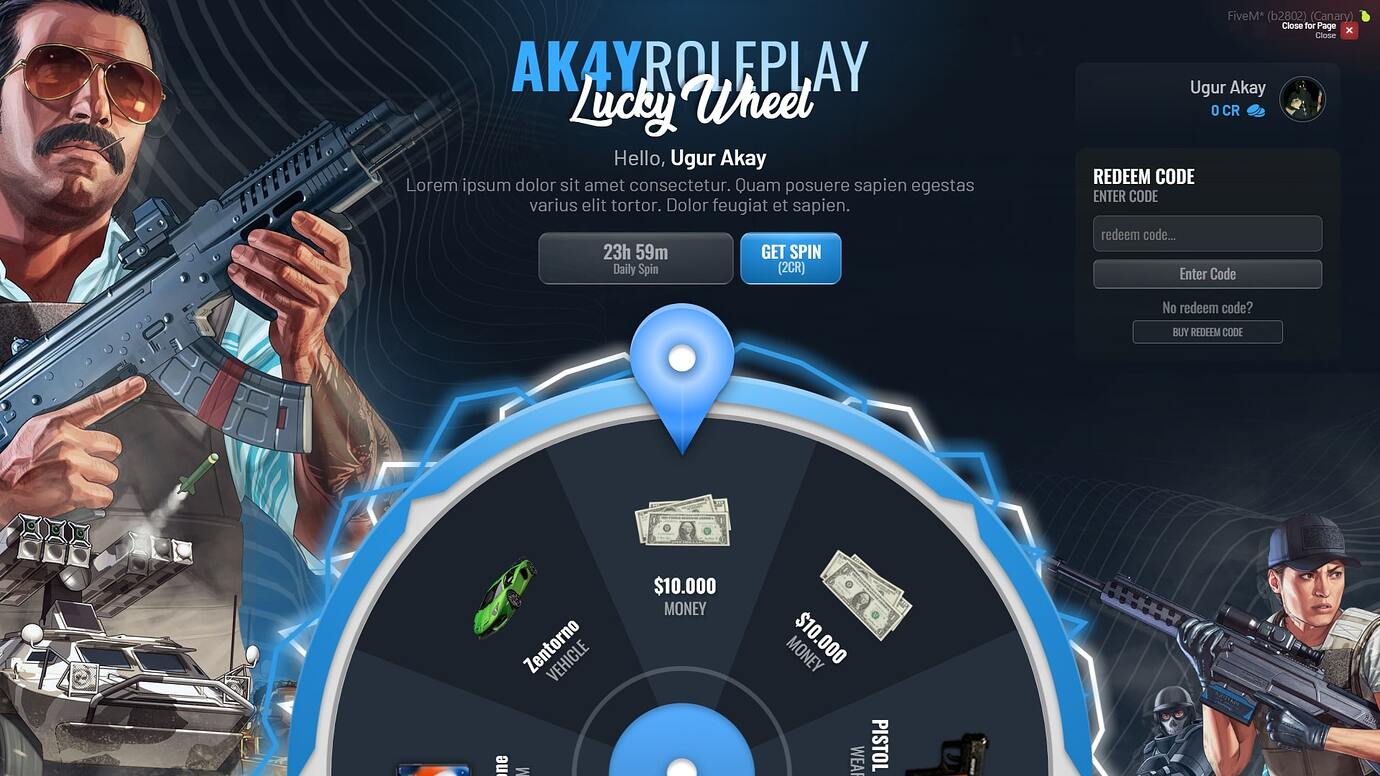 [ESX/QB] Daily Lucky Wheel [Tebex Integration] - FiveM Releases - Cfx.re Community