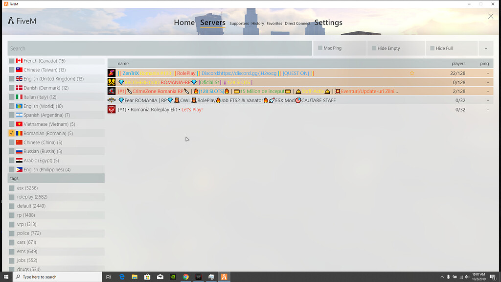 Fivem not showing all servers from Romania! - FiveM Client Support ...