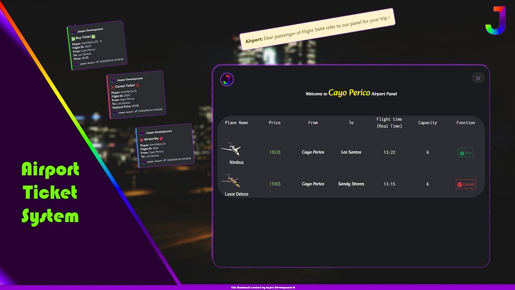 [ESX] [QBCORE] [PAID] Air travel (airport with modern UI ticket system ...