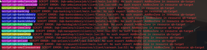 Qb-target script error help! - QBCore - Cfx.re Community