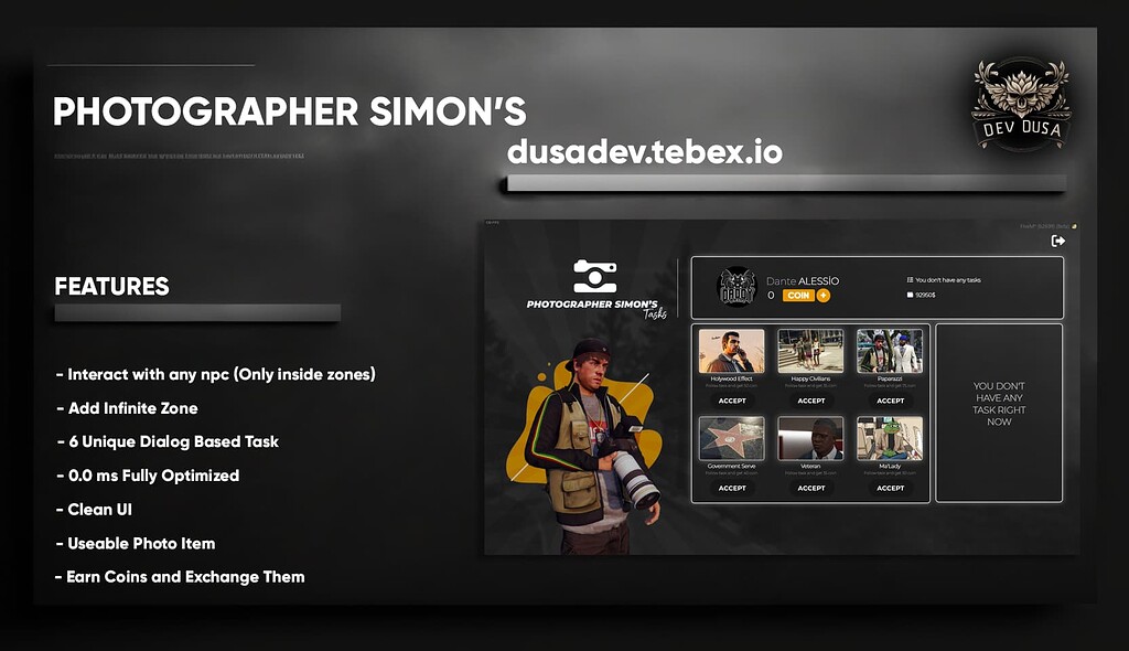 Dusa Street Photographer | ESX - QB - FiveM Releases - Cfx.re Community