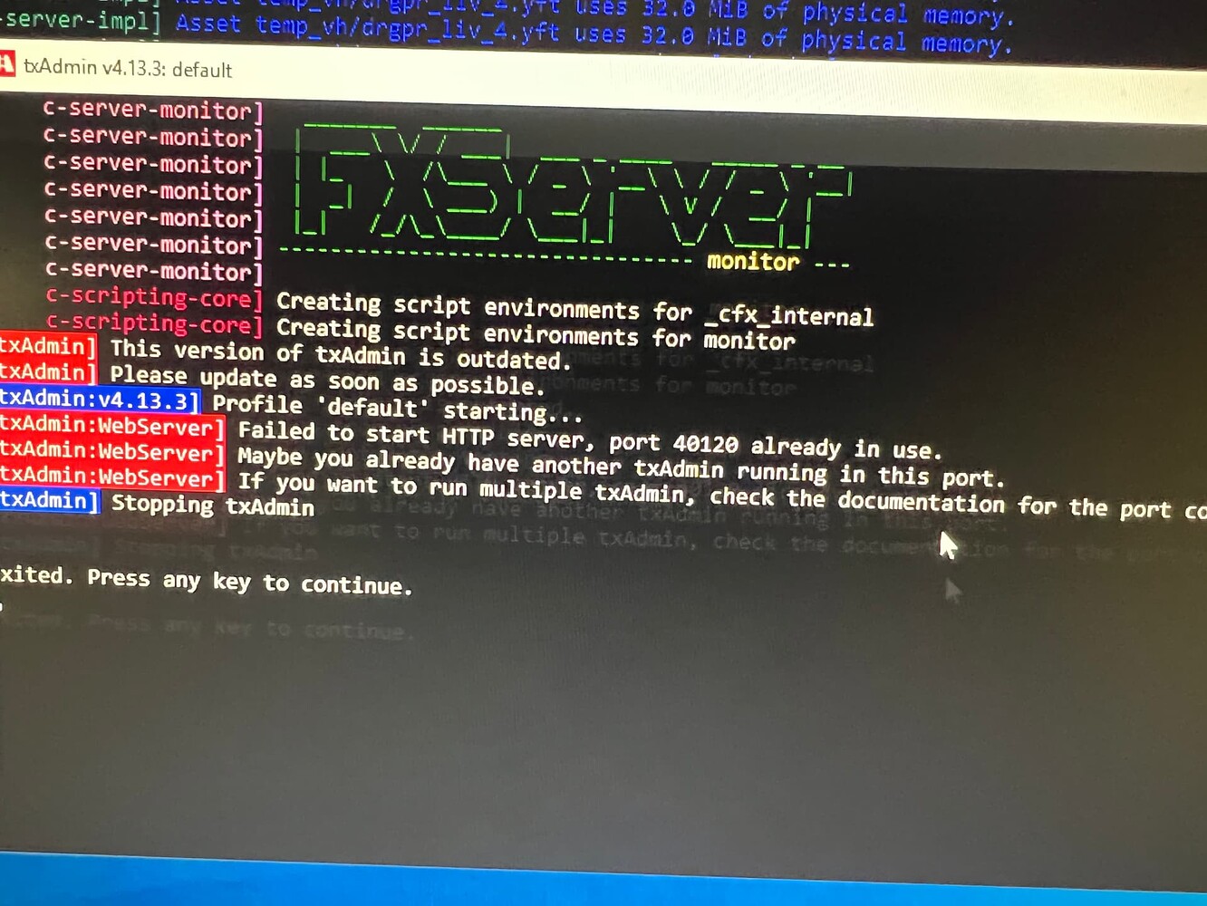 Txadmin 40120 already in use? - Server Discussion - Cfx.re Community