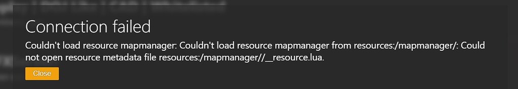 Couldn't load resource mapmanager: Couldn't load resource mapmanager from resources:/mapmanager ...