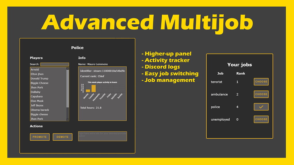 [Paid] ESX Advanced Multijob & Higher-up pannel - FiveM Releases - Cfx ...